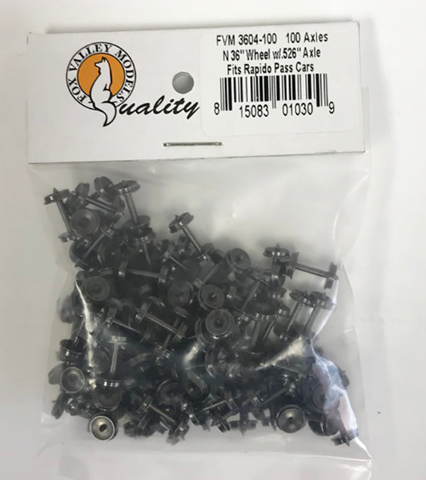 N 36" Fine Tread Wheels with .526" Axles - FVM 3604-100 – Fox Valley Models